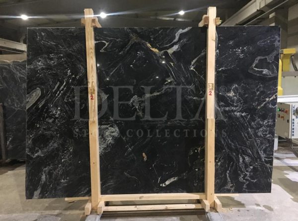 Nero Picasso Black Marble Slab | Delta Marble